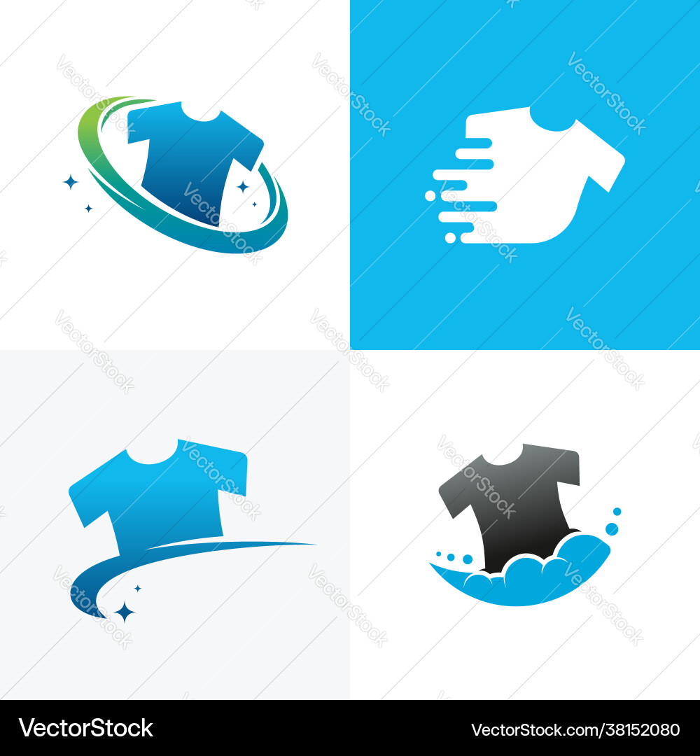 Set laundry logo designs cloth wash logo Vector Image