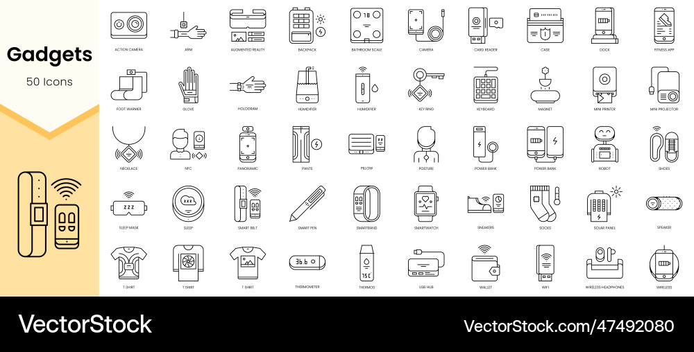 Simple outline set ofgadgets icons linear style Vector Image