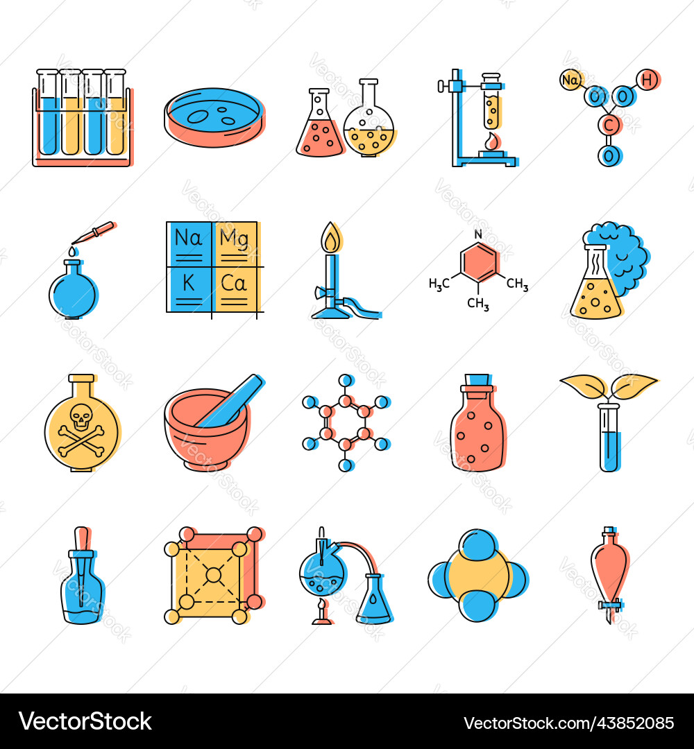 Chemie-Icon im farbigen Linienstil Lizenzfreies Vektorbild