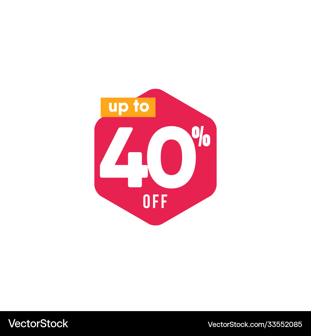 Discount up to 40 off label template design Vector Image
