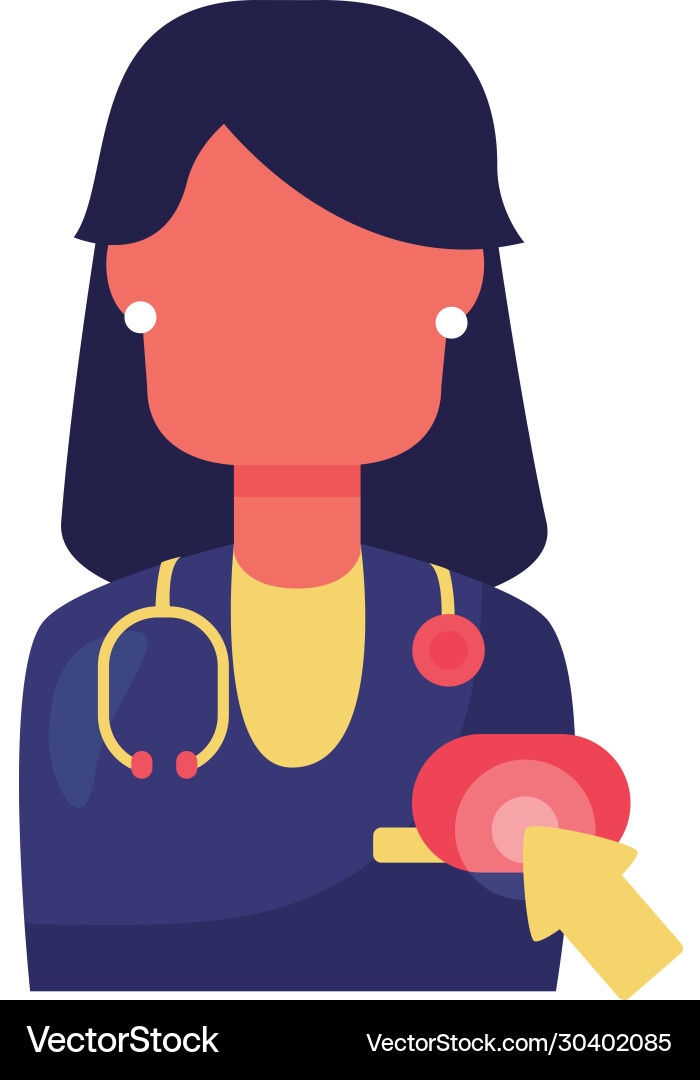 Female doctor with mouse cursor detaild style Vector Image