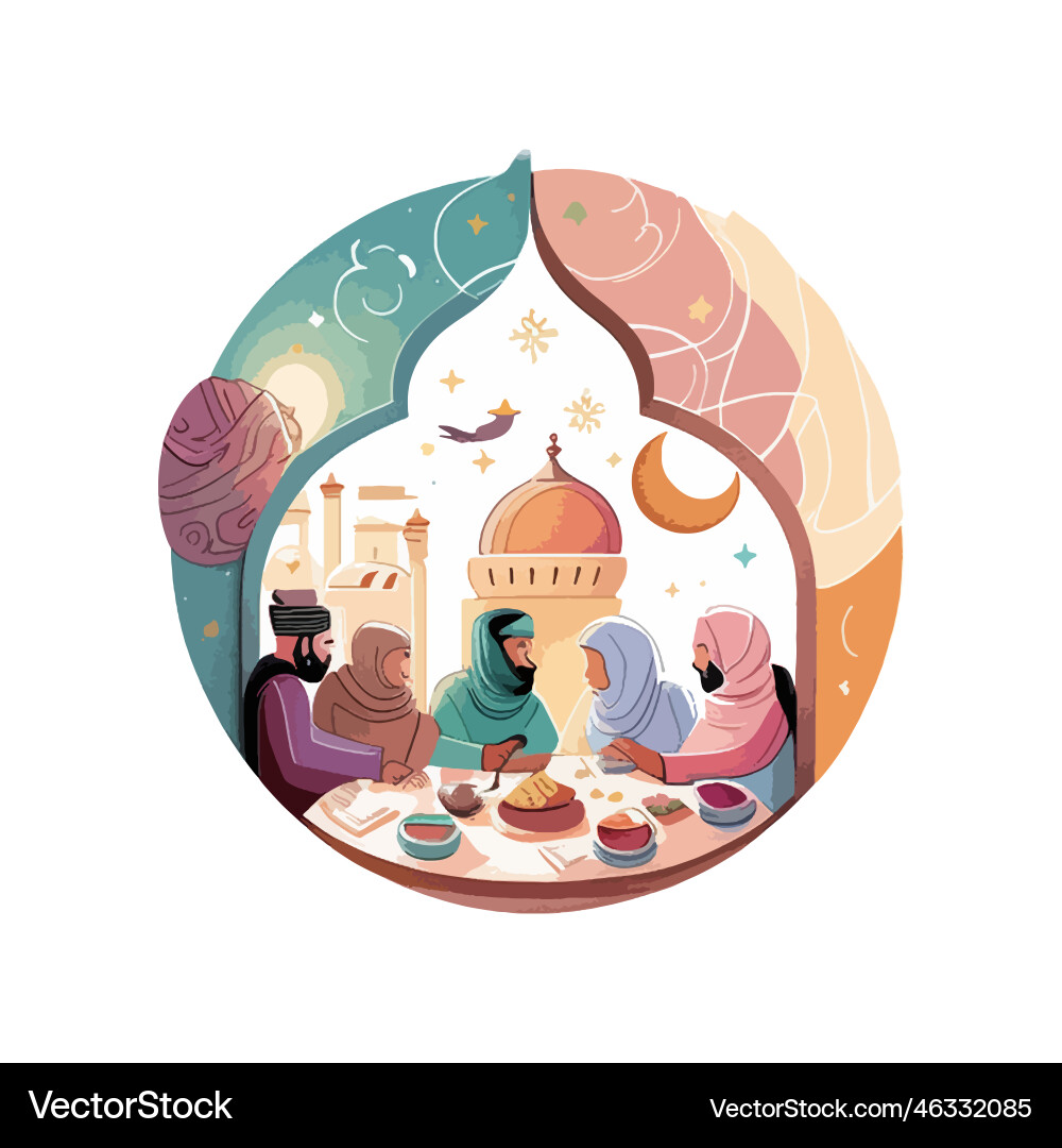 Happy fasting sticker print greeting card Vector Image