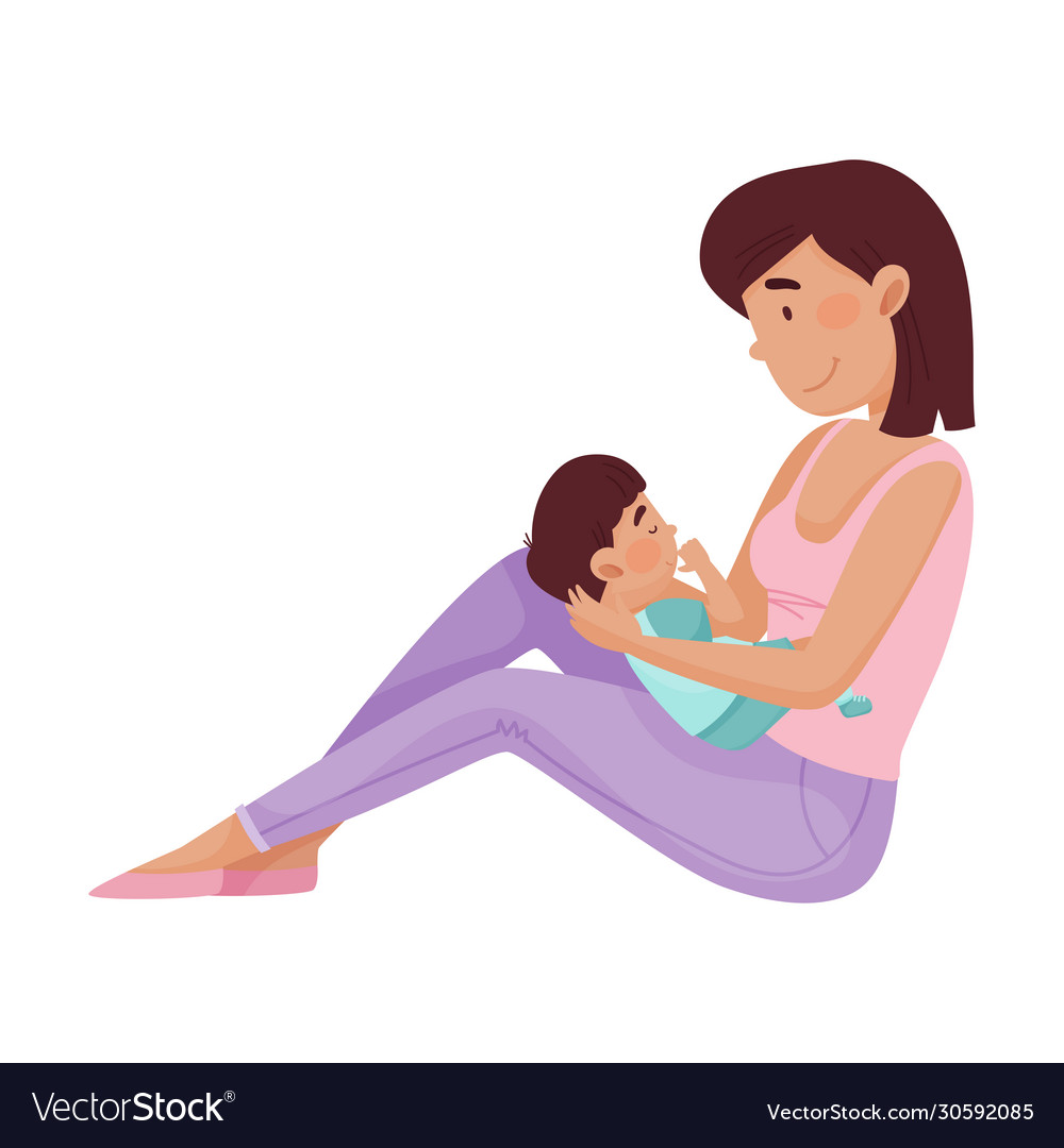 Happy mother holding her baby on knees Royalty Free Vector