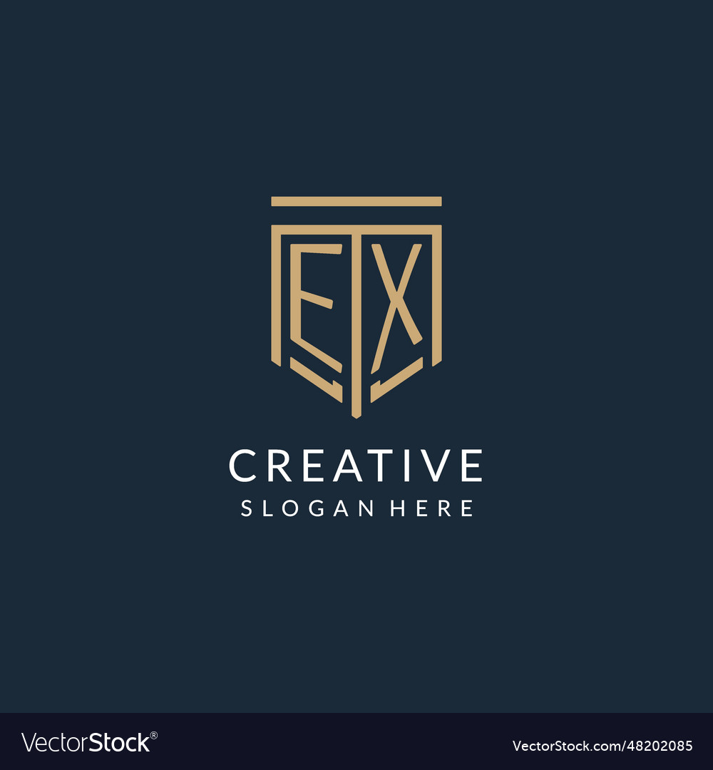 Initial ex shield logo monoline style modern and Vector Image Initial ex shield logo monoline style modern and Vector Image