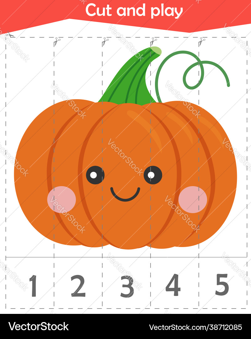 Math puzzle for children we cut and play Vector Image