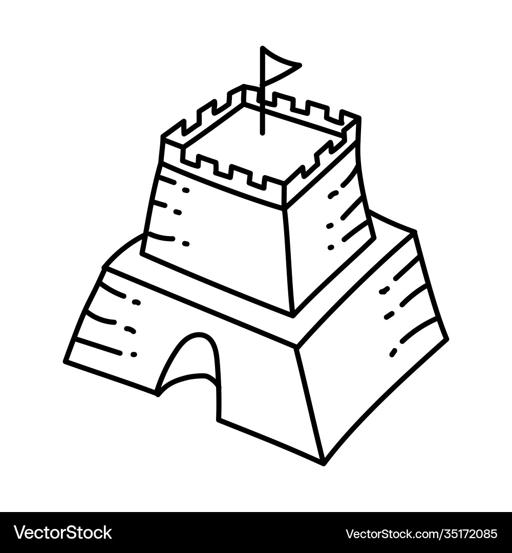 Sand castle icon doodle hand drawn or outline Vector Image