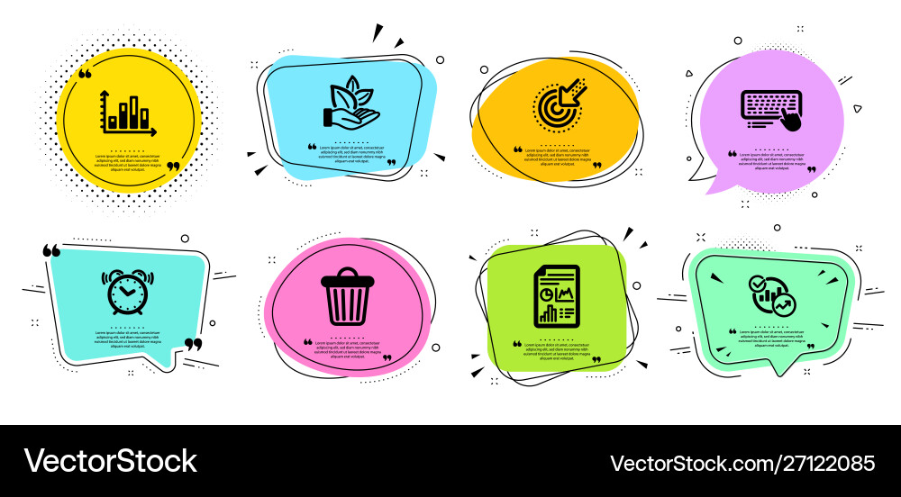 Statistics trash bin and targeting icons set Vector Image