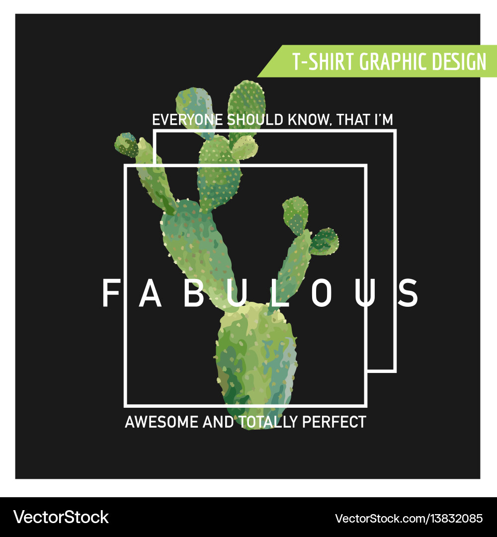 Vintage tropical summer cactus graphic design Vector Image