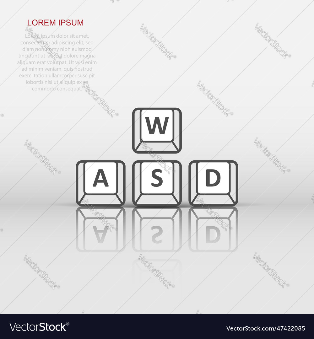 Wasd button icon in flat style keyboard on white Vector Image Wasd button icon in flat style keyboard on white Vector Image