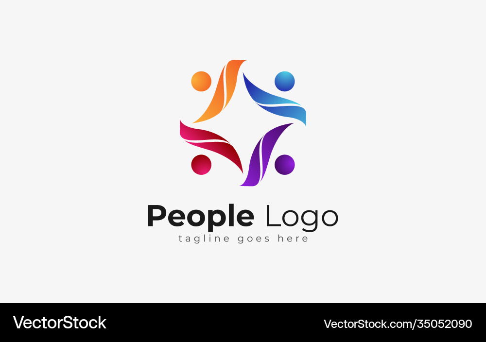Abstract colorful people logo flat graphic Vector Image