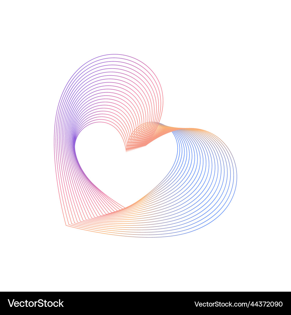 Abstract flowing wavy lines in heart shape Vector Image