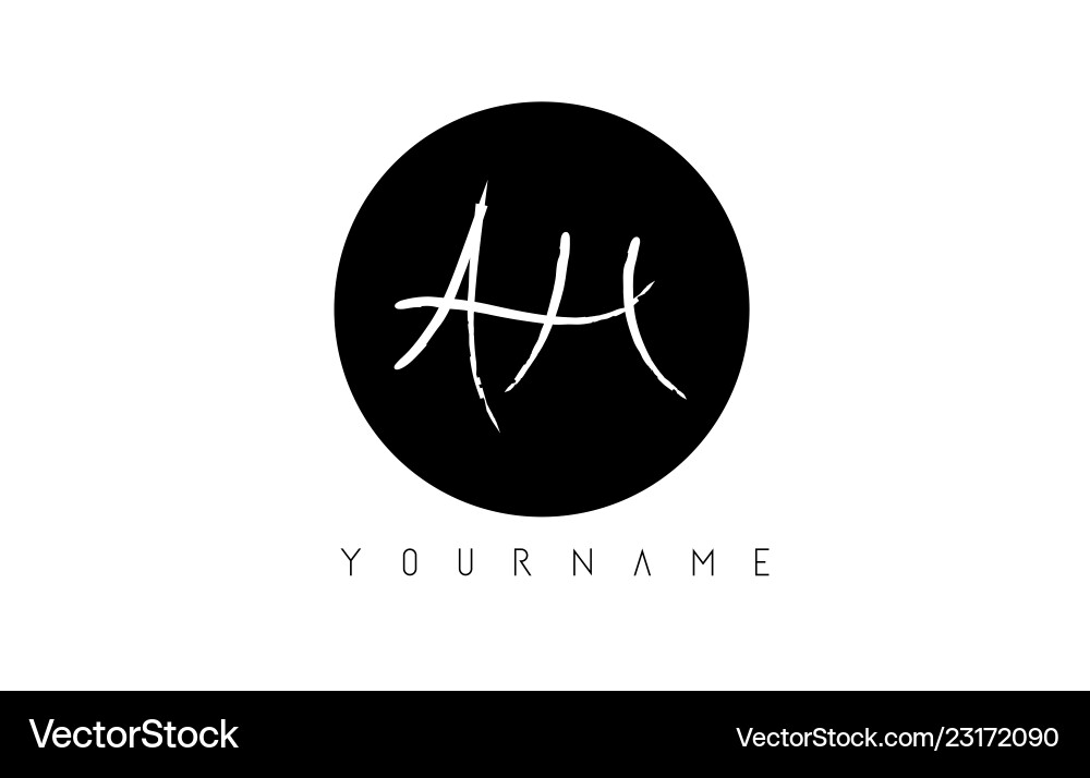 Ah handwritten brush letter logo design Royalty Free Vector