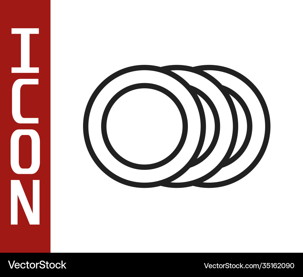 Black line plate icon isolated on white background
