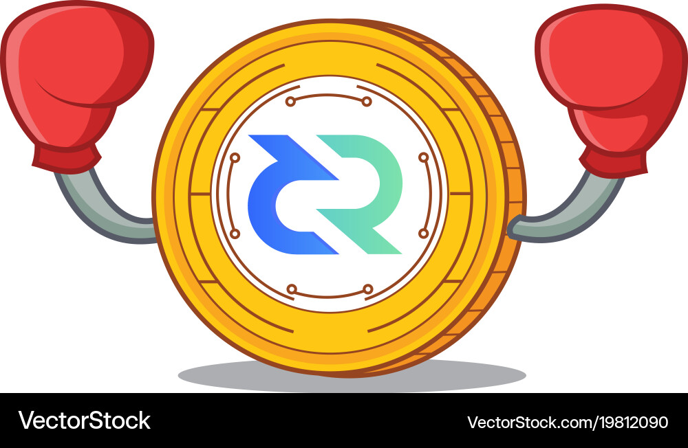 Boxing decred coin character cartoon Royalty Free Vector