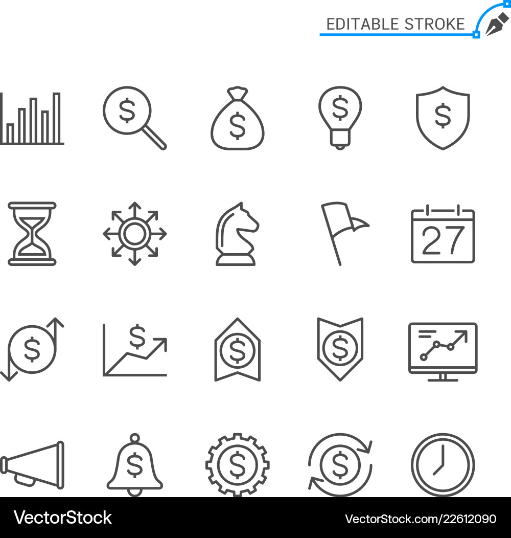 Business line icons editable stroke Royalty Free Vector