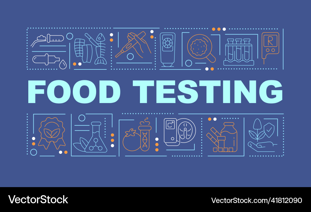 Food testing services word concepts dark blue Vector Image