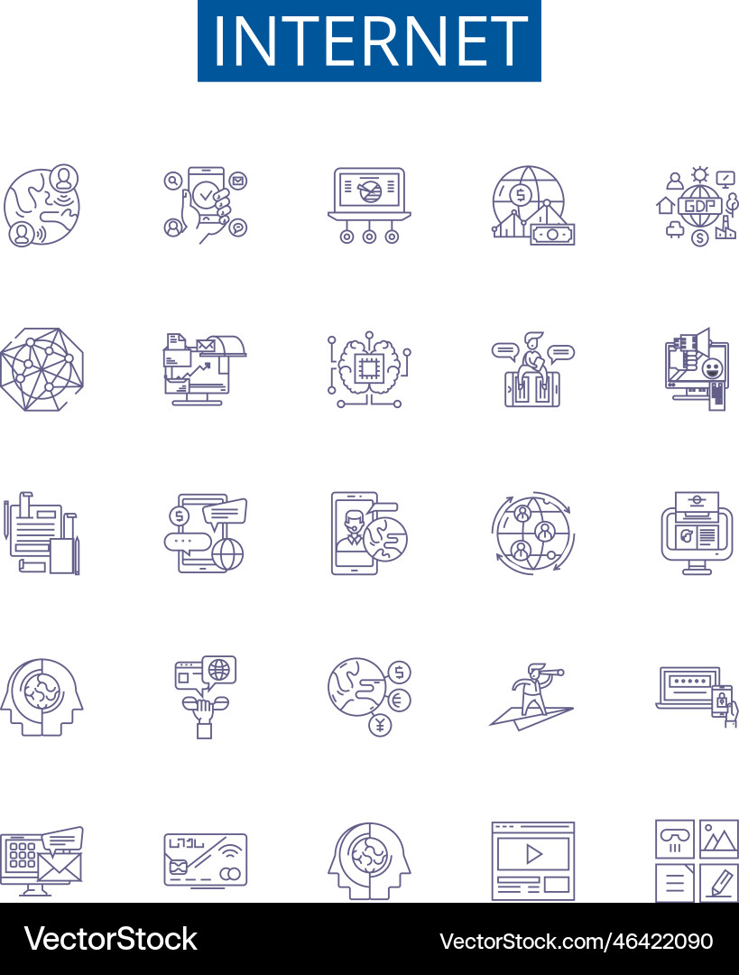 Internet line icons signs set design collection Vector Image