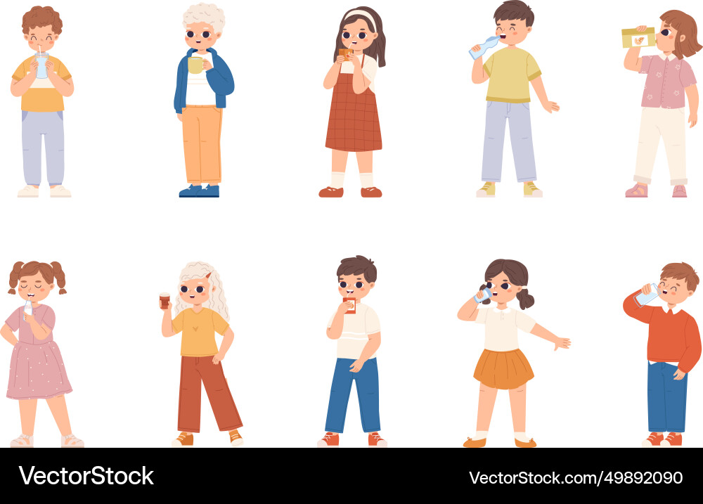 Little children drinks cute toddlers drinking Vector Image