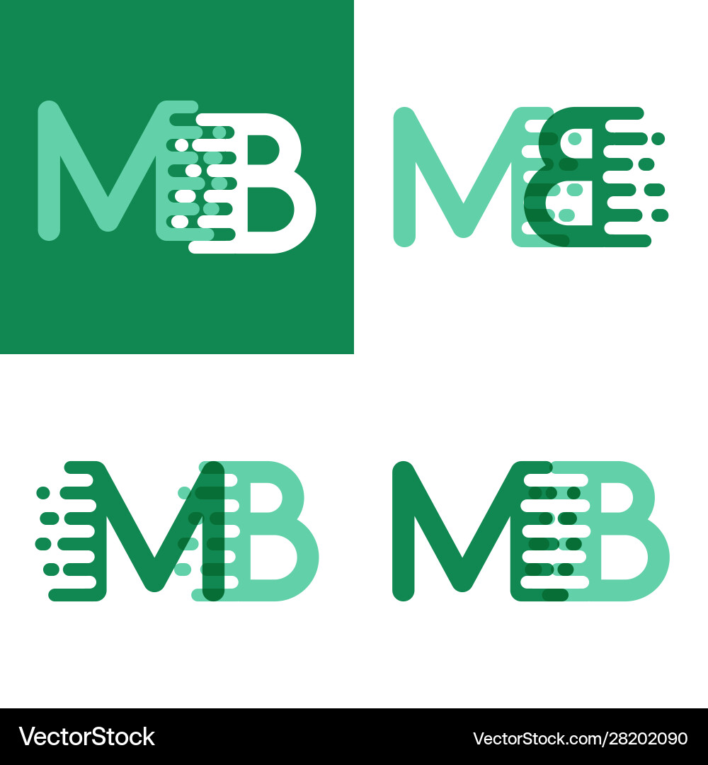 Mb letters logo with accent speed in light green Vector Image