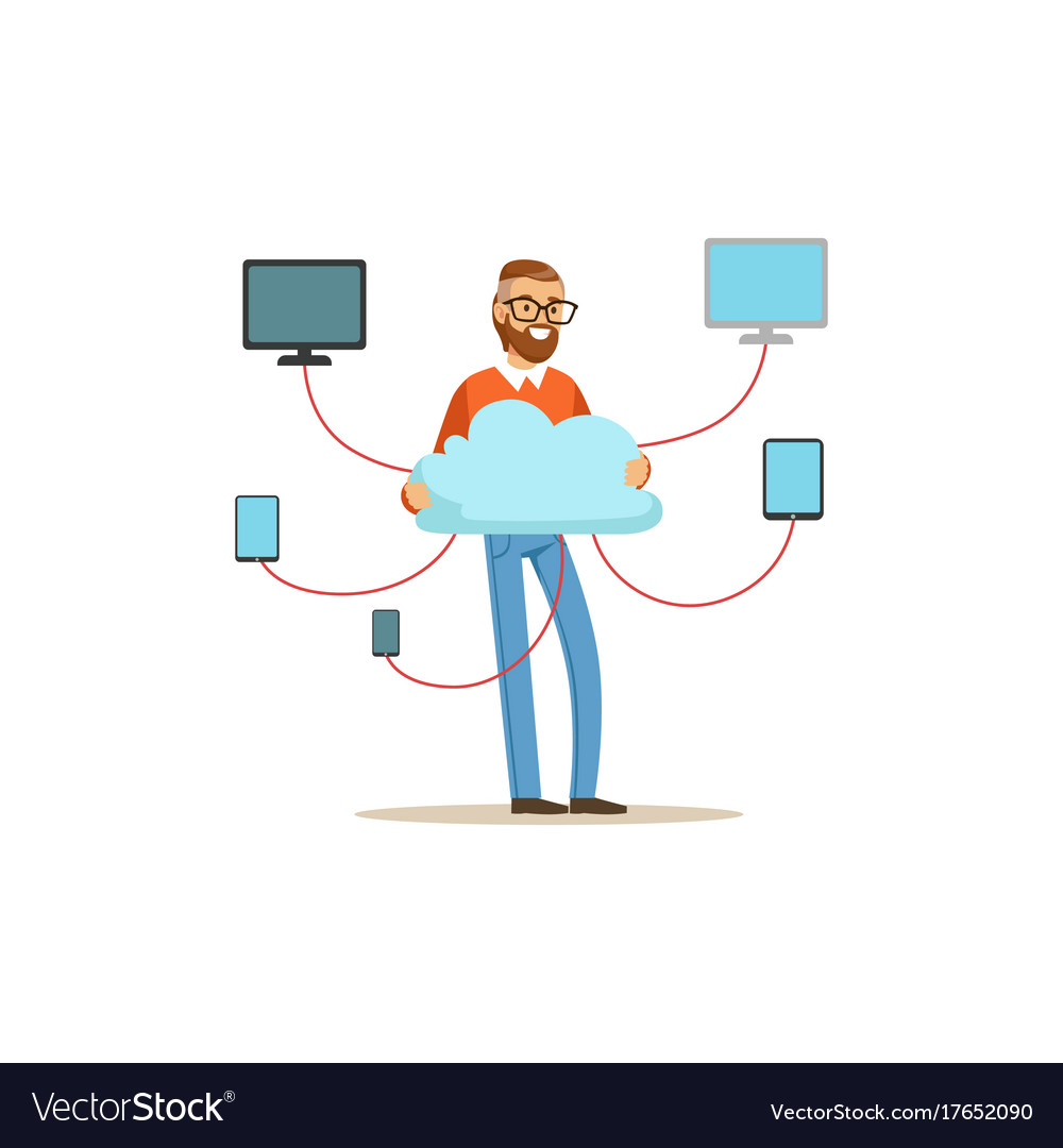 Network engineer administrator working in data Vector Image Network engineer administrator working in data Vector Image