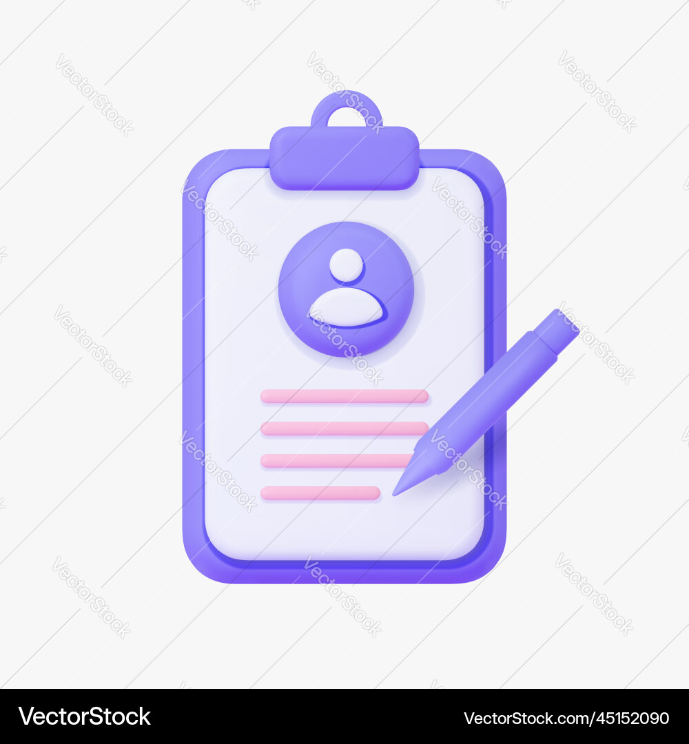 Resume writing 3d icon isolated on white Vector Image
