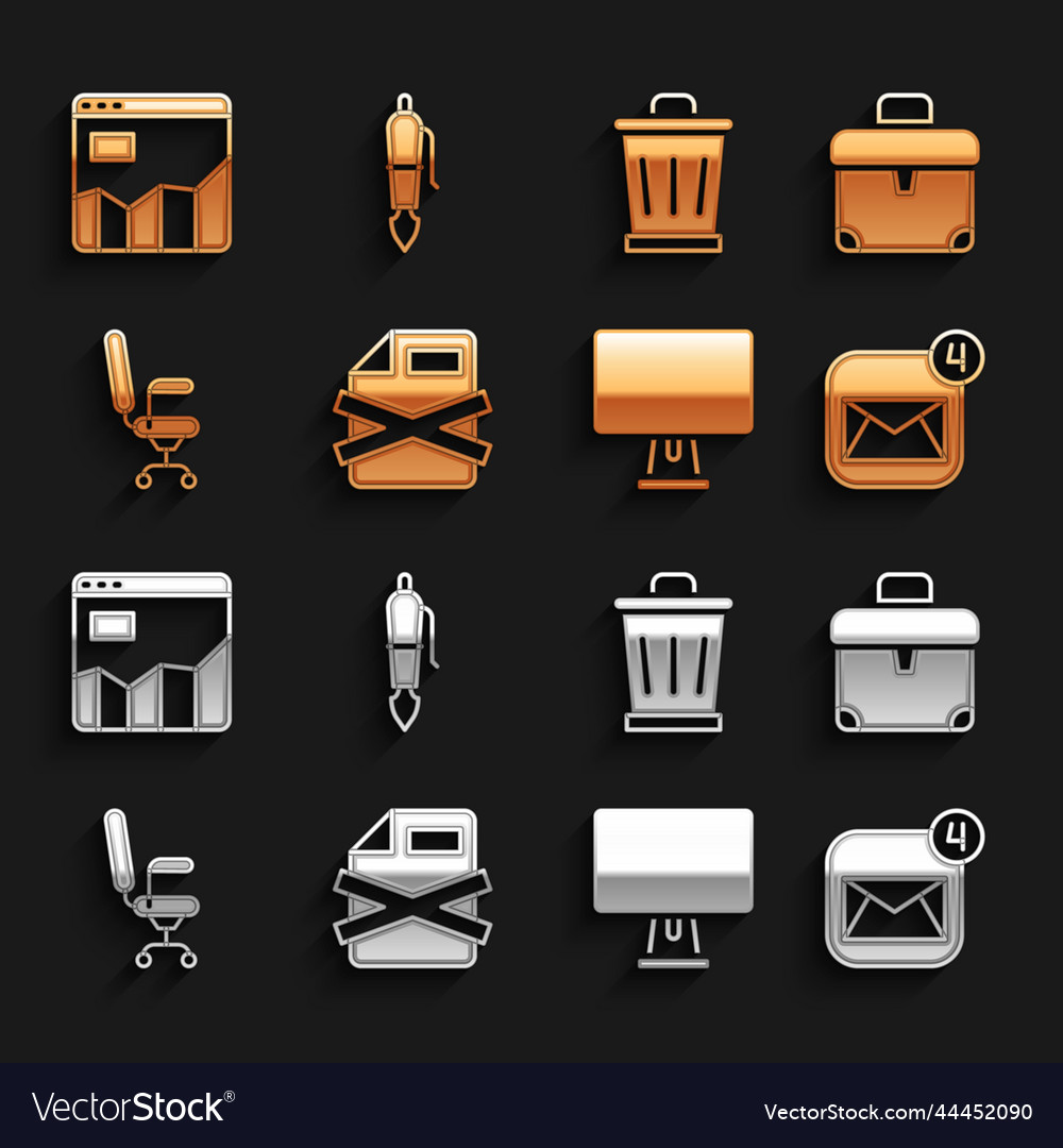 Set Delete File Document Briefcase Envelope Vector Image