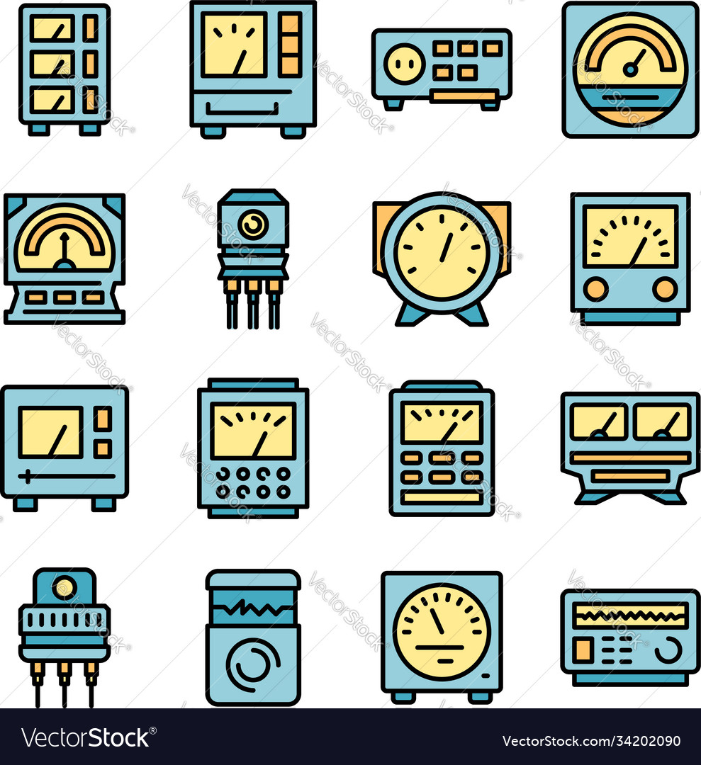 Voltage regulator icons set flat Royalty Free Vector Image Voltage regulator icons set flat Royalty Free Vector Image