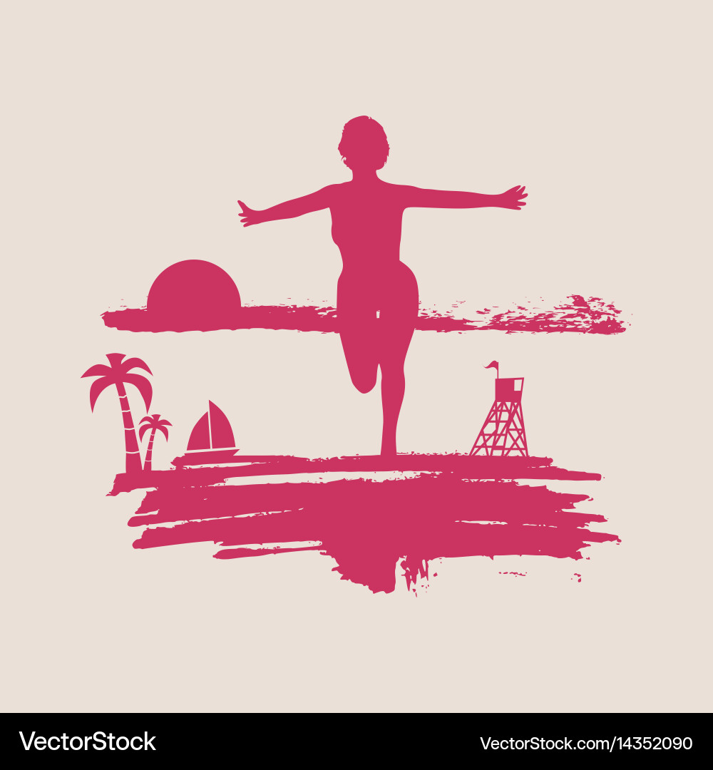 Young woman sunbathing on a beach Royalty Free Vector Image