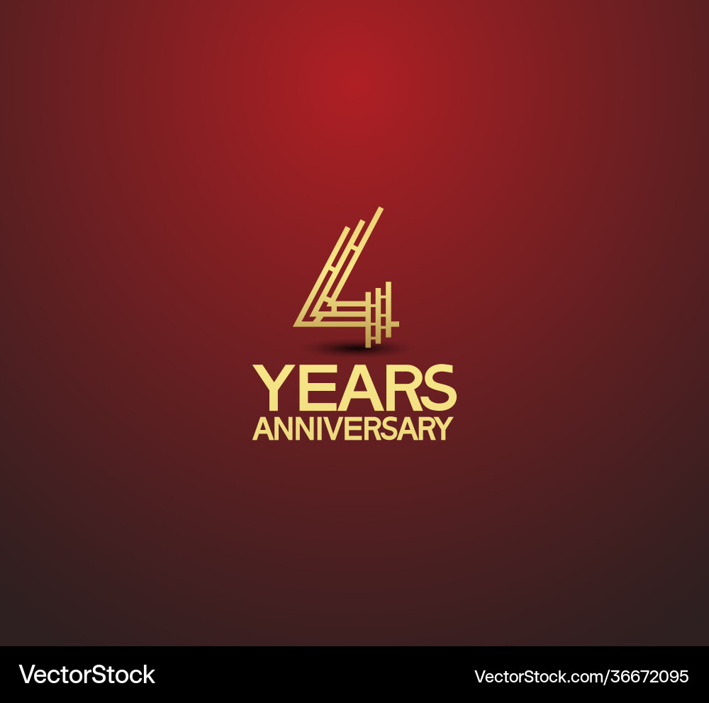 4 years golden anniversary logotype Royalty Free Vector