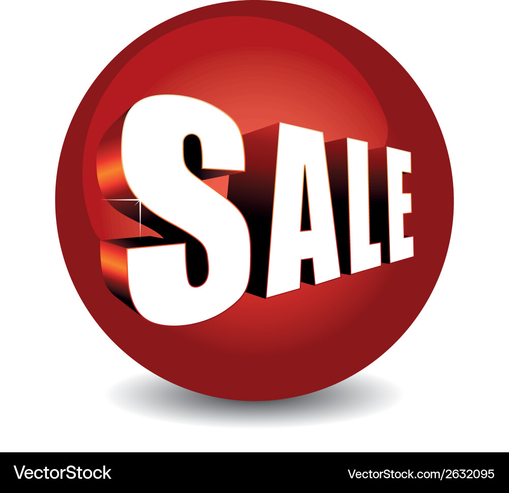A round red icon with some white text for sales Vector Image