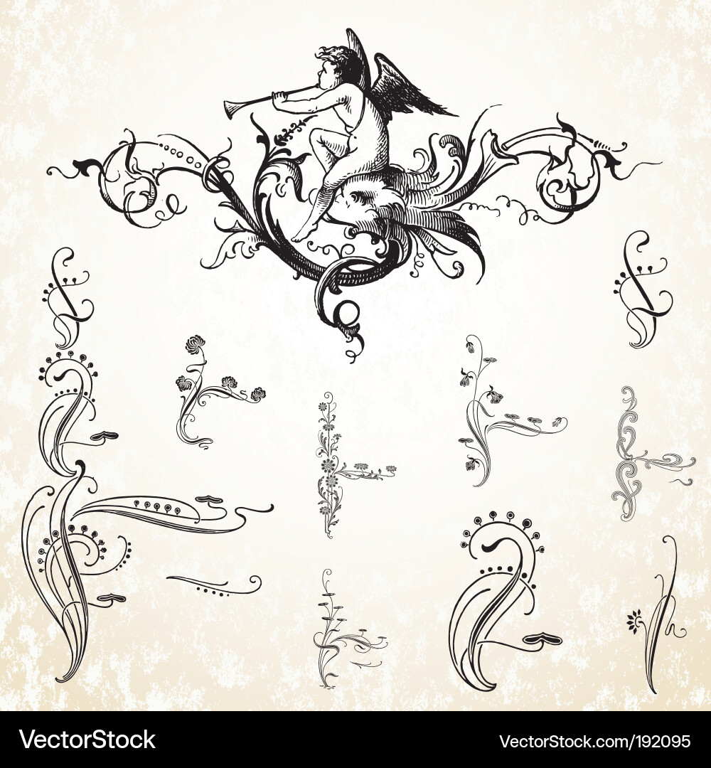 Angel swirl ornaments Royalty Free Vector Image