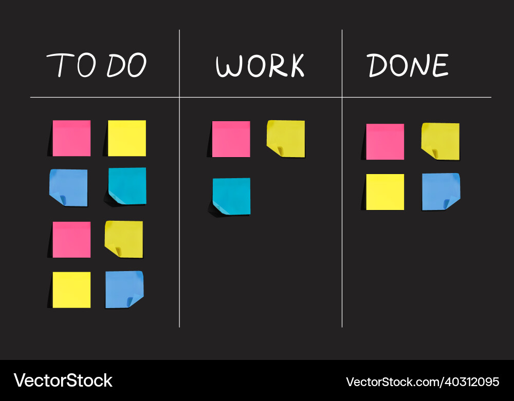 Blackboard with tasks sorting scheme Royalty Free Vector