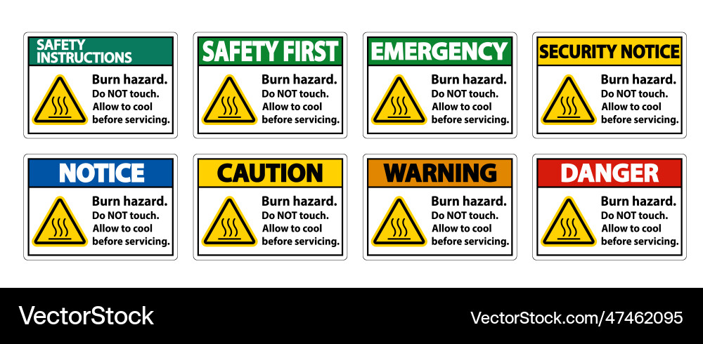 Burn hazard safetydo not touch label sign Vector Image