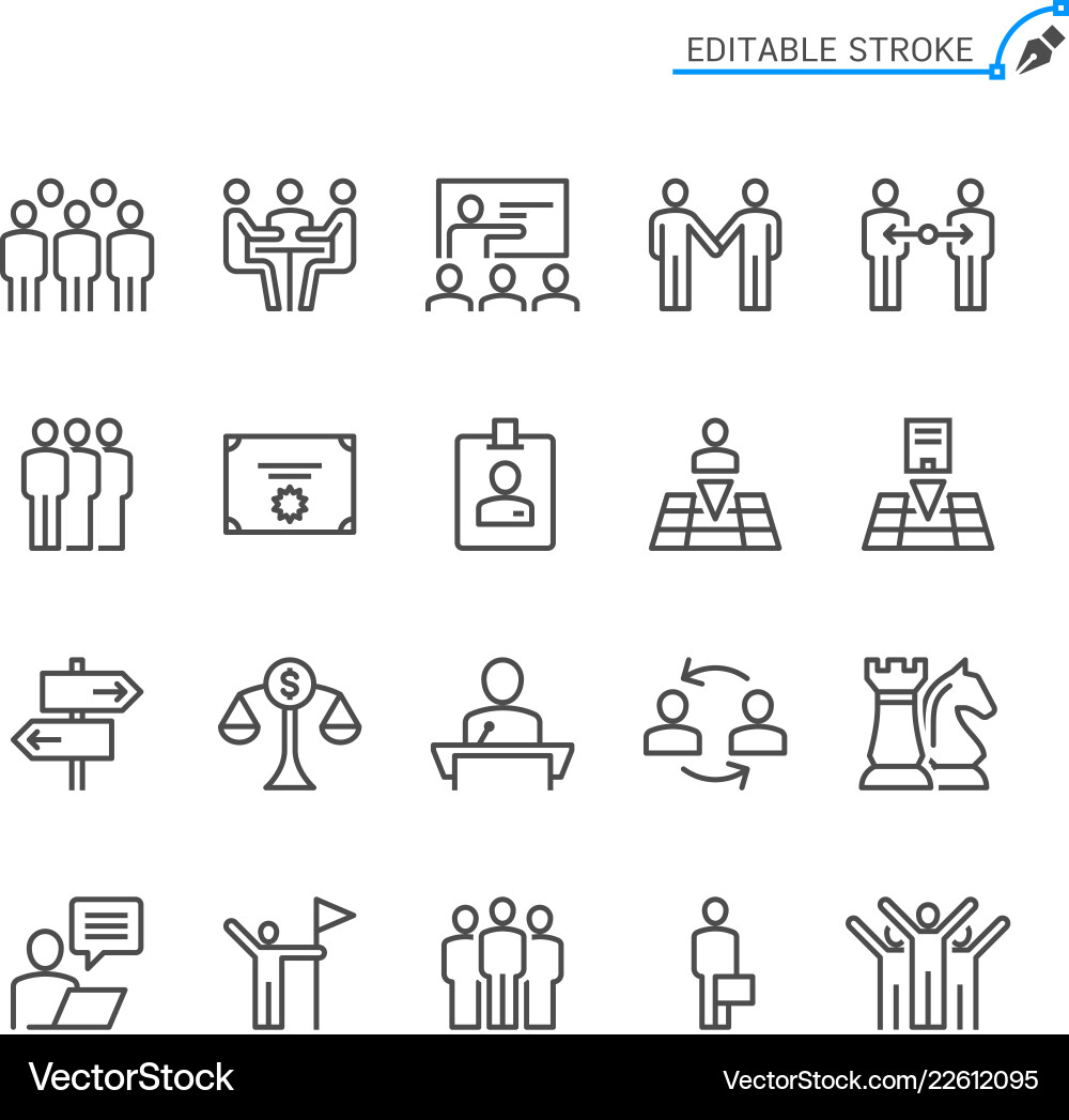 Business line icons editable stroke Royalty Free Vector