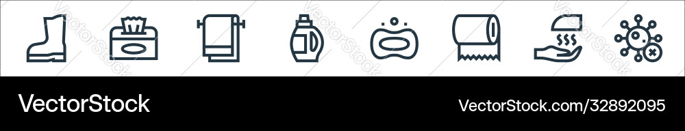 Cleaning line icons linear set quality line set Vector Image