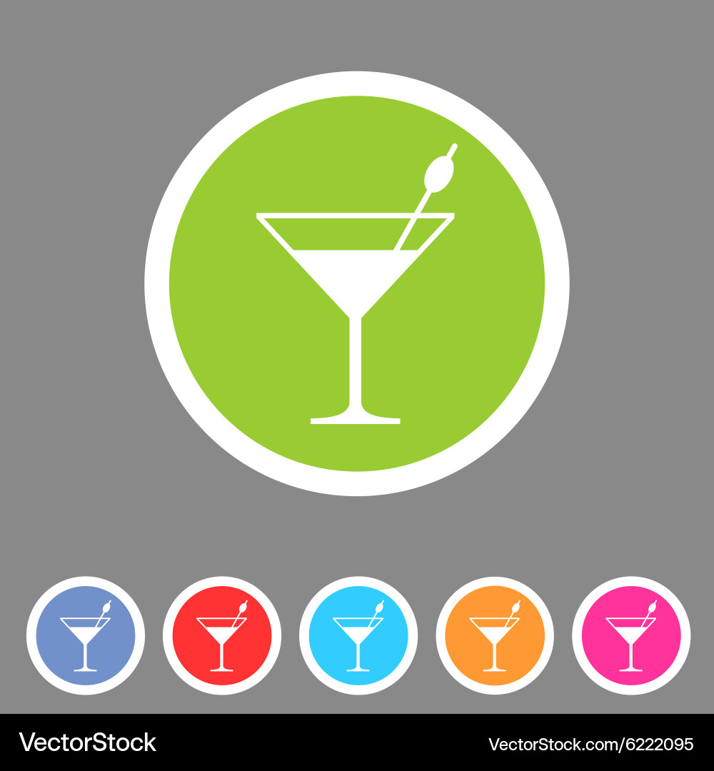 Cocktail icon flat web sign symbol logo label Vector Image