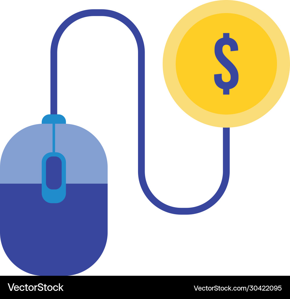 Coin money dollar with mouse flat style icon Vector Image