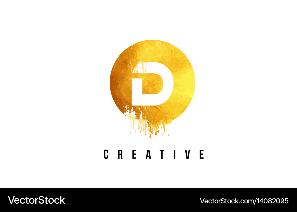 D gold letter logo design with round circular Vector Image