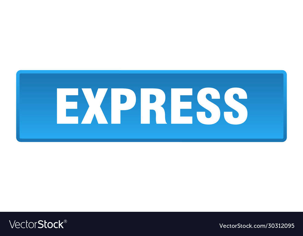 Express button square blue push Royalty Free Vector Image