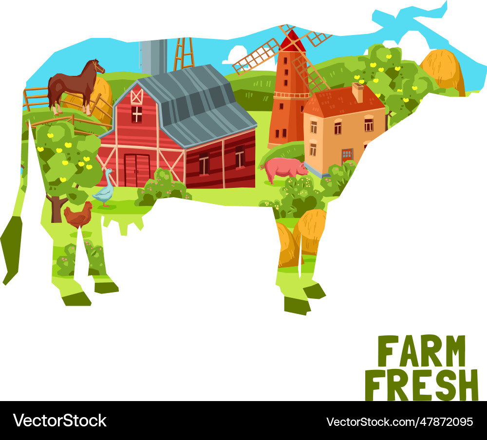 Farm cow concept cow concept Royalty Free Vector Image