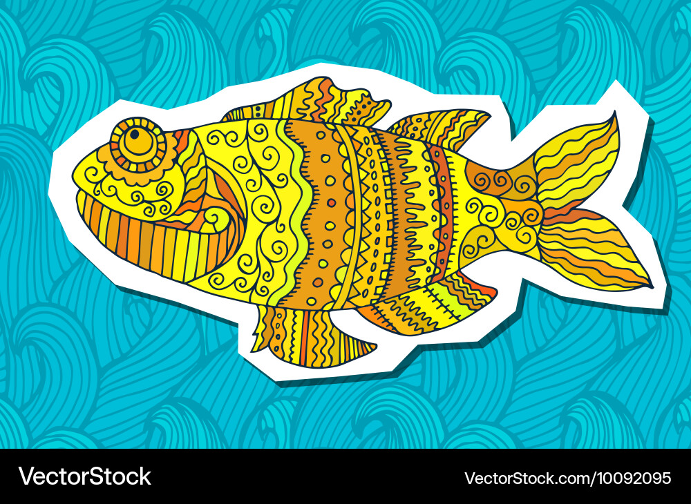 Fish painted by hand graphic Royalty Free Vector Image