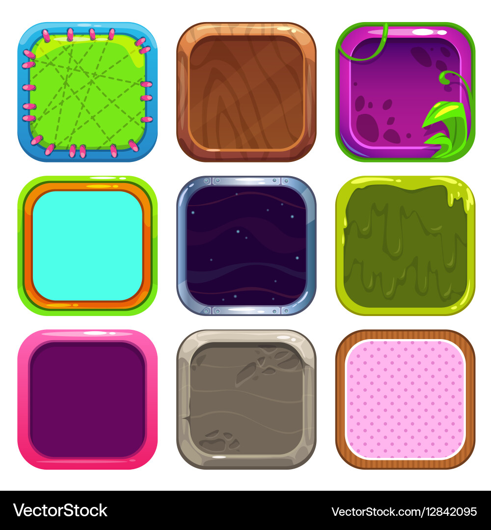 Funny cartoon square frames for app icons design Vector Image
