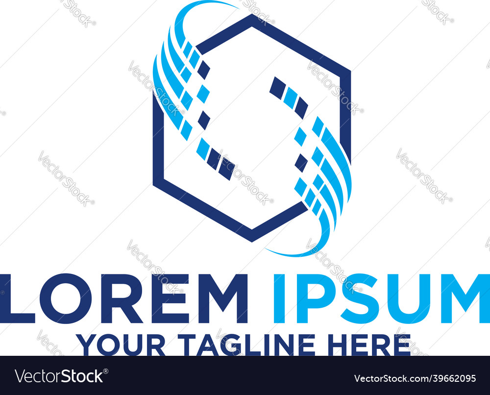 Hexagonal secure technology logo design Royalty Free Vector