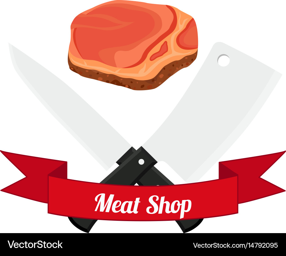 Meat logos labels fresh pork in flat style Vector Image