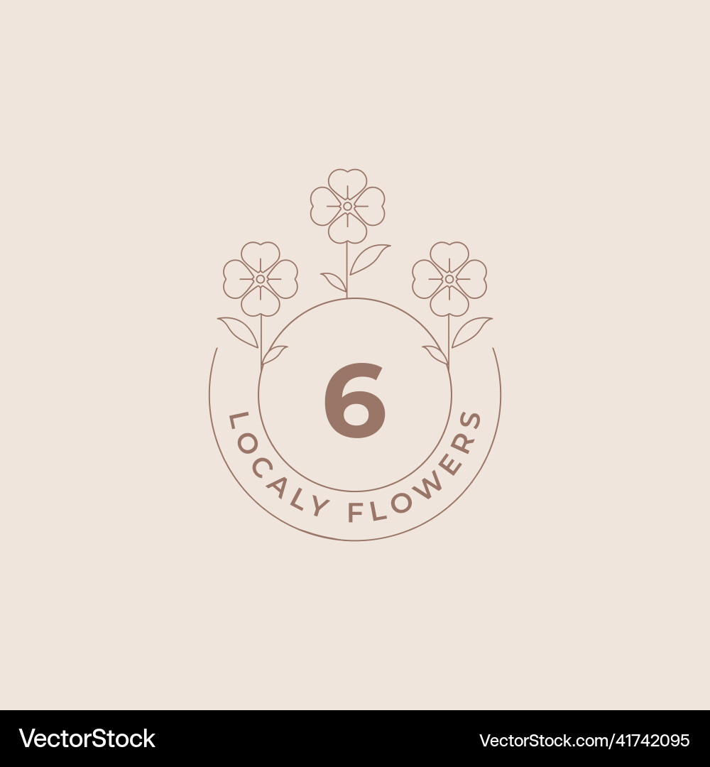 Number 6 flower logos emblem design template Vector Image