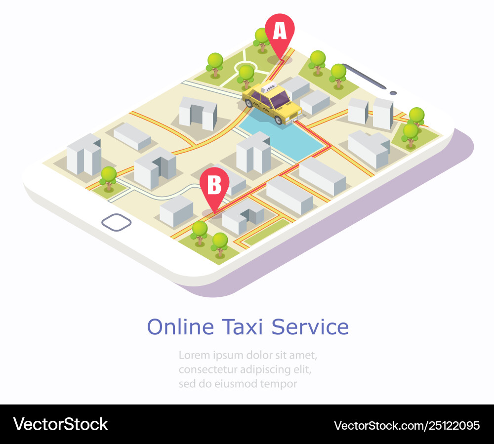 Online taxi service web banner template Royalty Free Vector