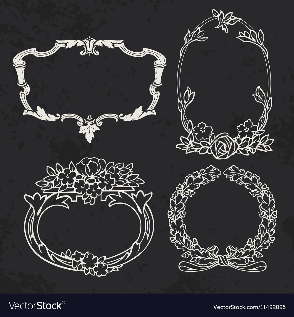 Set vintage frames design elements Royalty Free Vector Image