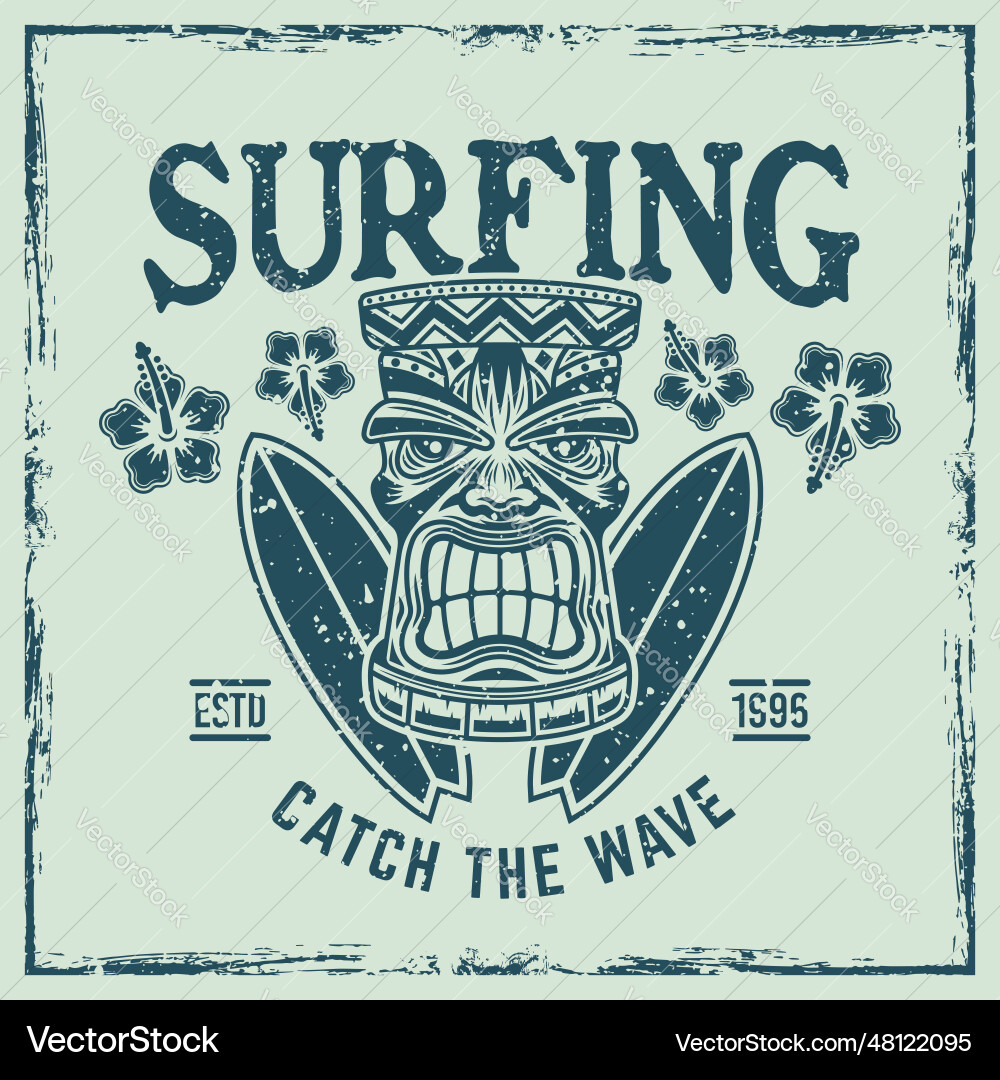 Surfing emblem badge label sticker Royalty Free Vector Image