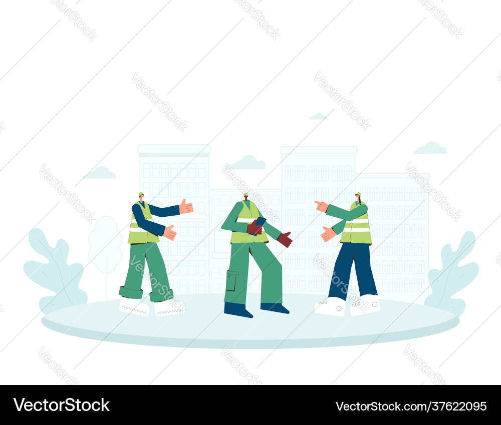 Three builder people female and male engineer Vector Image