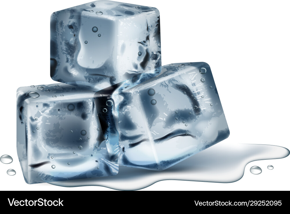 Three pieces transparent ice high detailed Vector Image